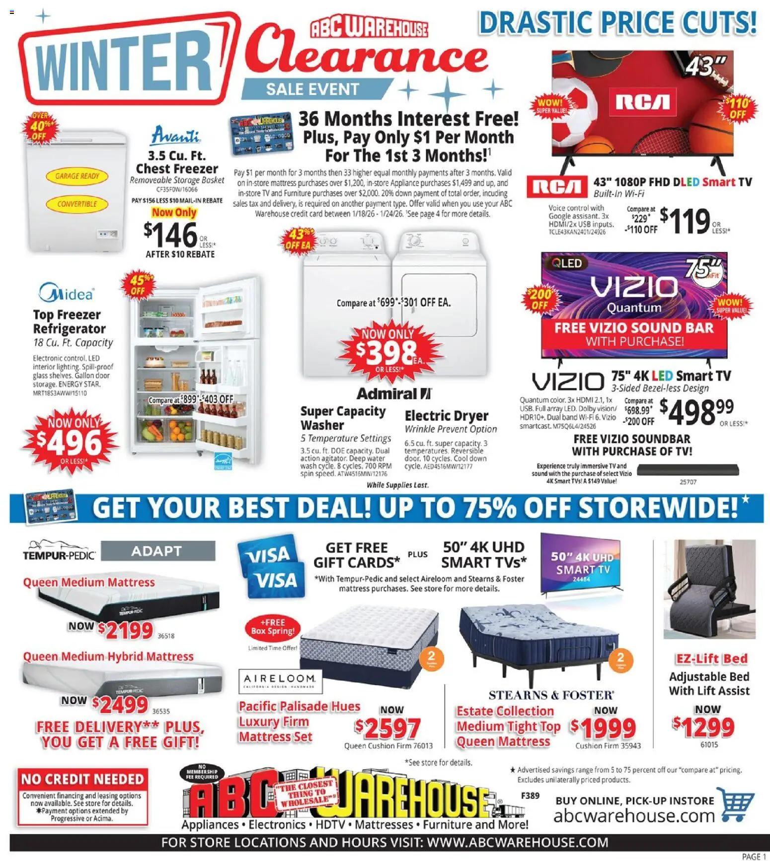 ABC Warehouse Weekly Ad from 01/18/2026 >> Flyer