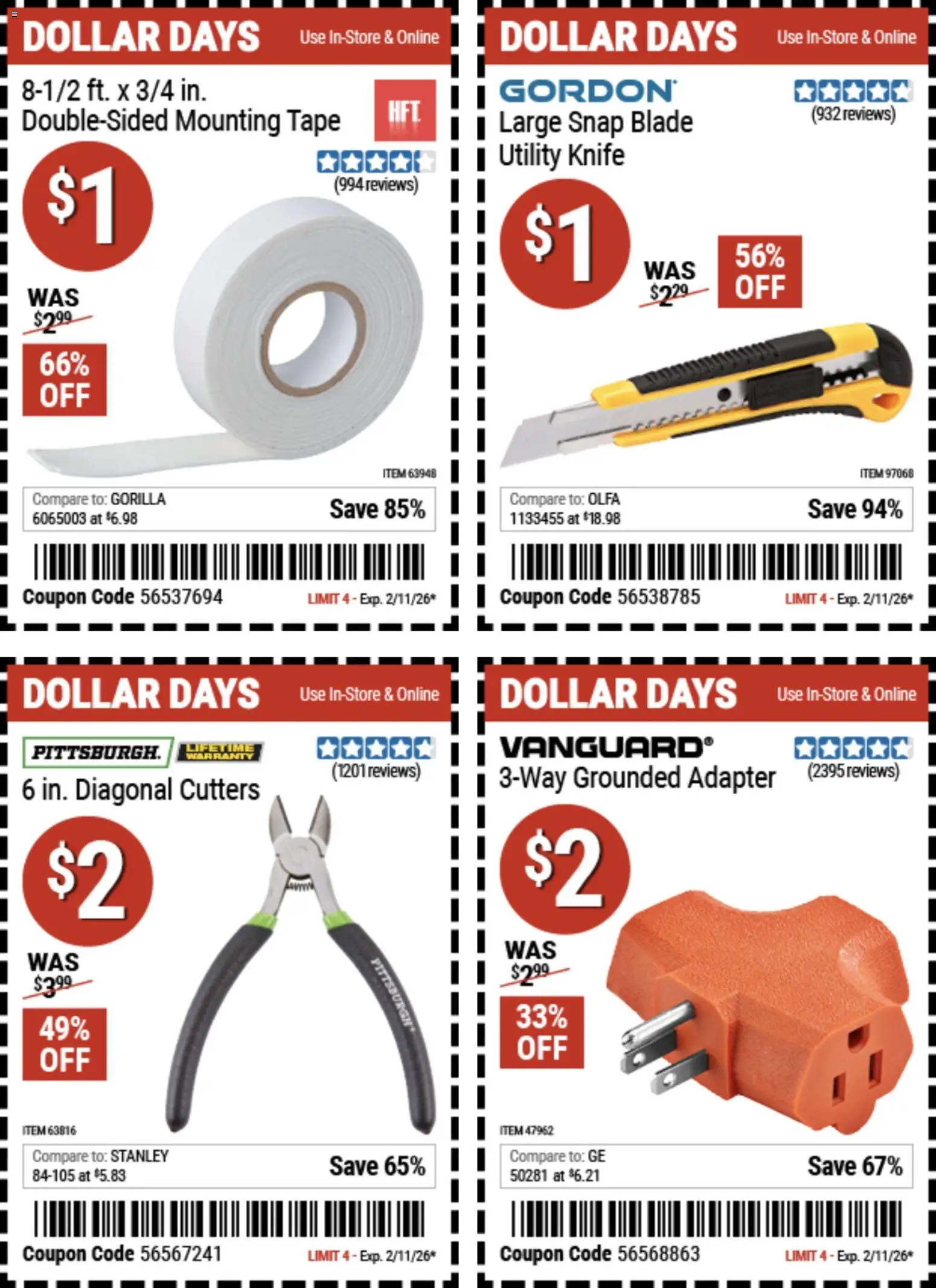 Harbor Freight Dollar Days from 01/29/2026 >> Flyer